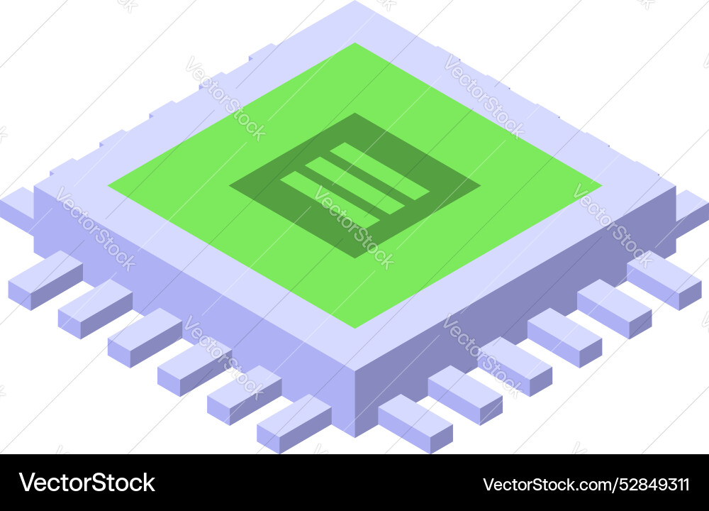Green cpu chip isometric showing Royalty Free Vector Image