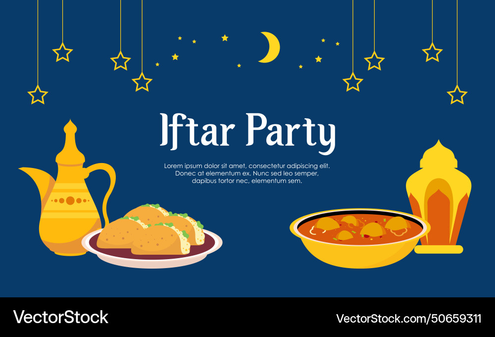 Iftar party celebration concept flyer Royalty Free Vector