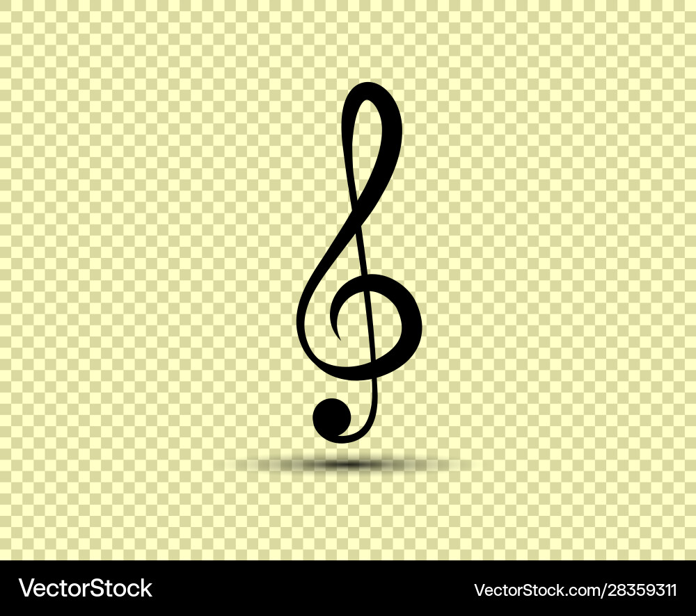Musical treble clef icon silhouette Royalty Free Vector