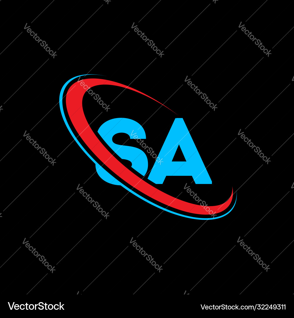 Sa s a letter logo design initial Royalty Free Vector Image