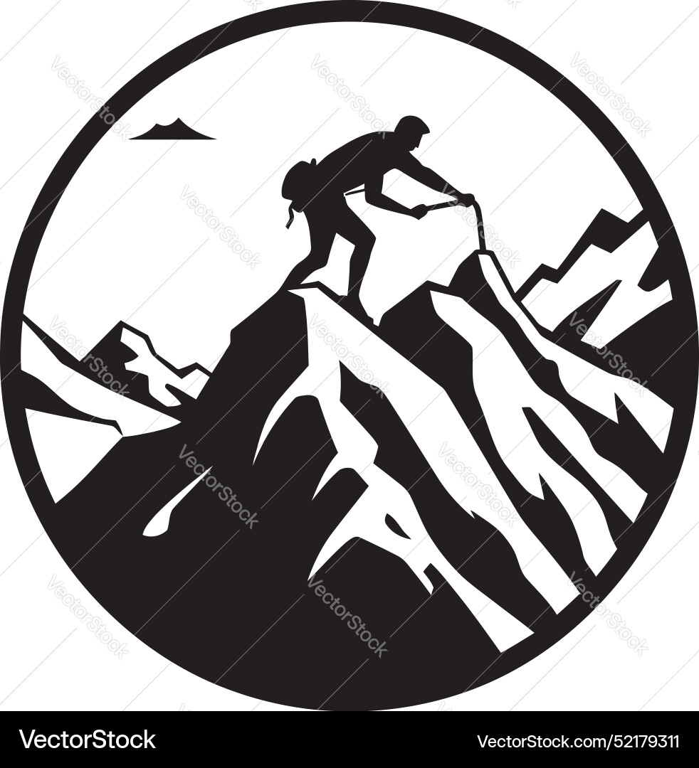 Scaling success mountain climber black logo Vector Image