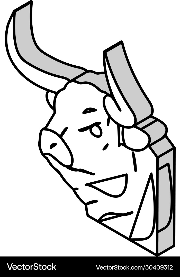 Bull animal head isometric icon Royalty Free Vector Image