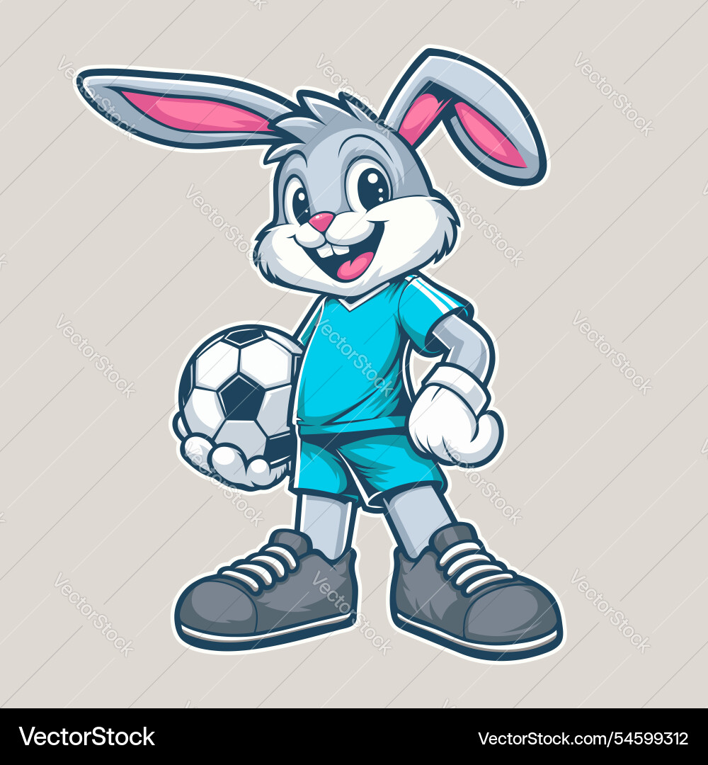 Bunny soccer cartoon Royalty Free Vector Image