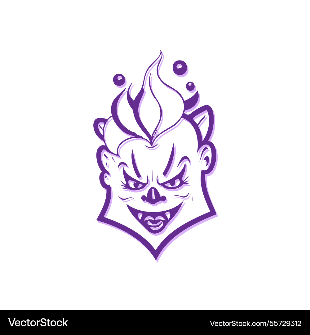 Cartoonish evil clown face icon Royalty Free Vector Image