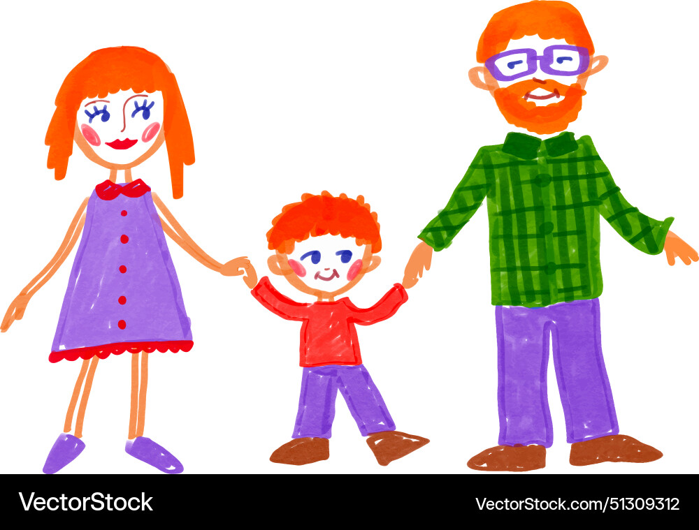 Child's Family Drawing Royalty Free Vector Image