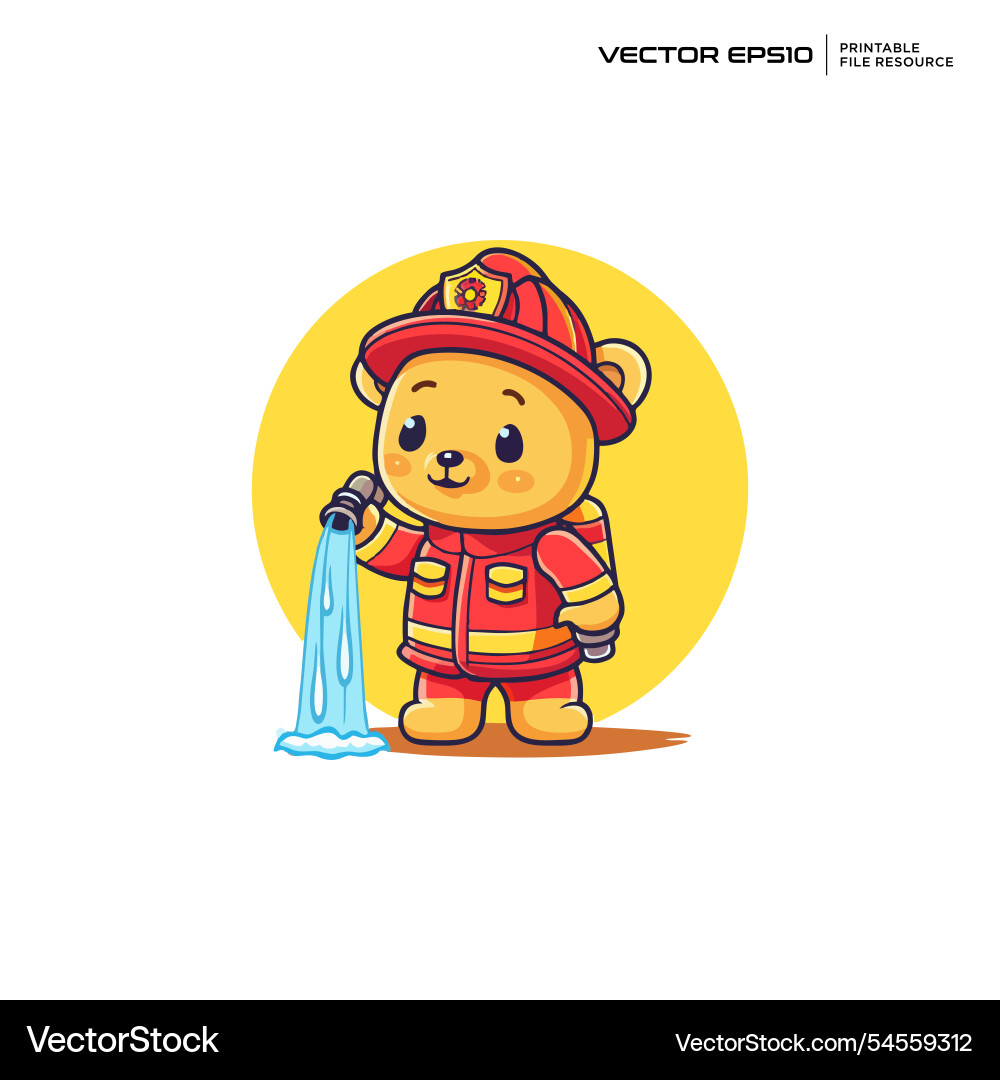 Cute bear firefighter character mascot logo Vector Image