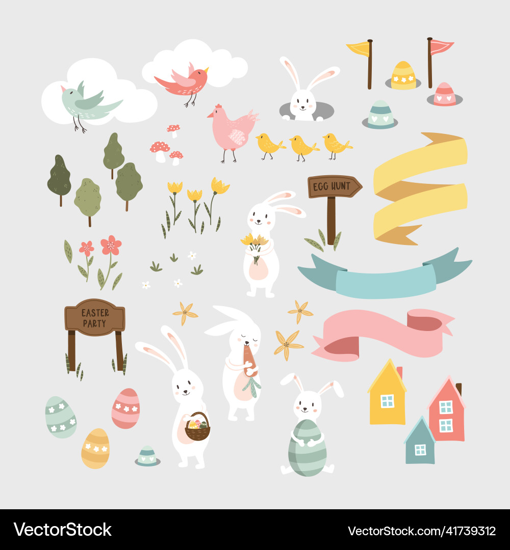 Cute easter egg hunt design map for children hand Vector Image