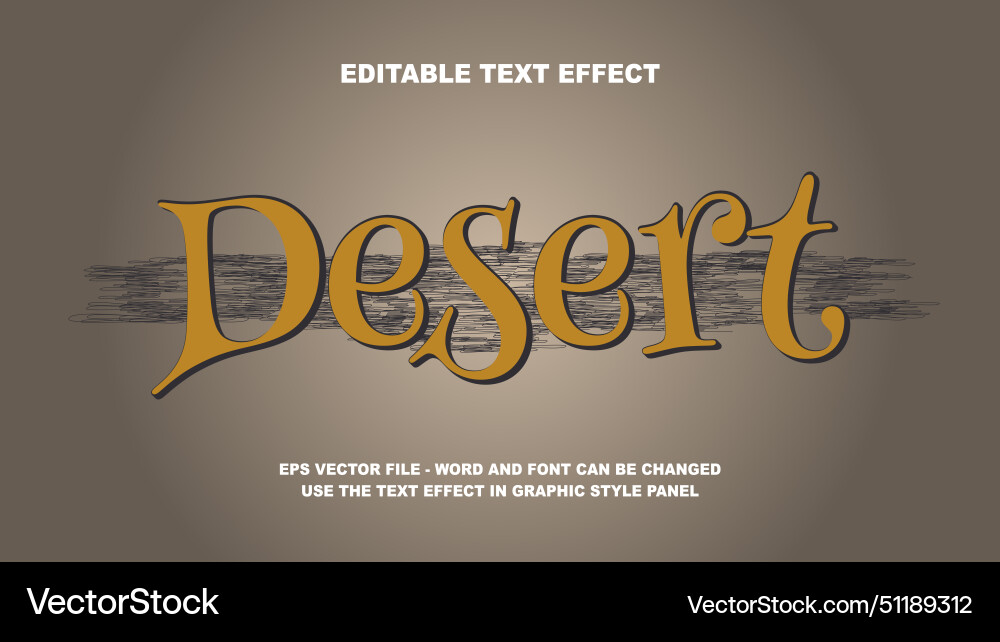 Editable text effect desert 3d template Royalty Free Vector
