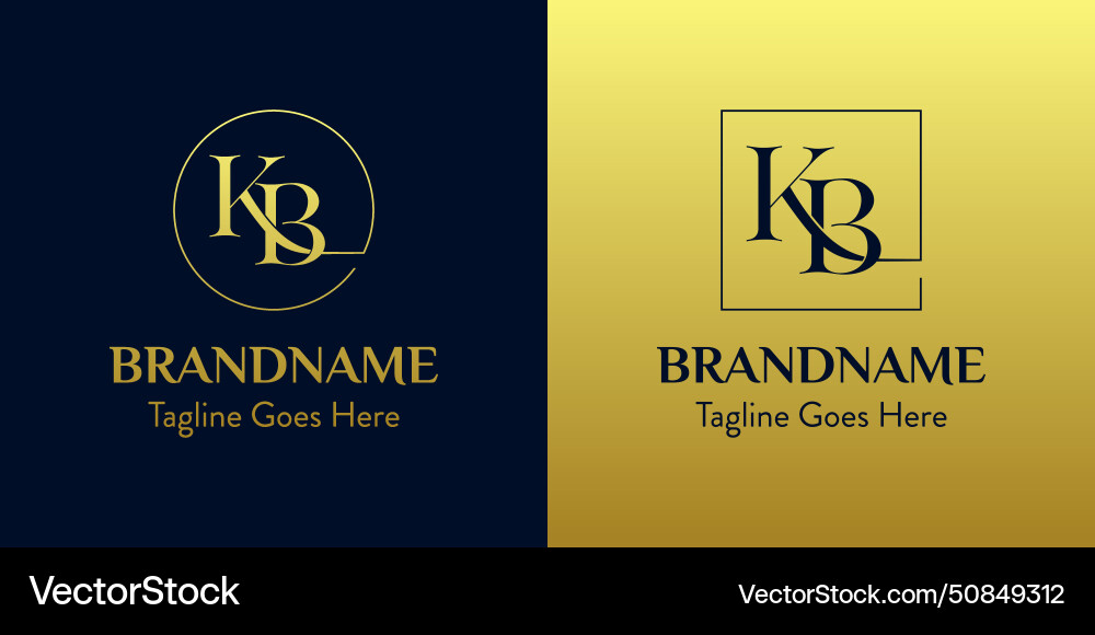 Letters bk in circle and square logo set Vector Image