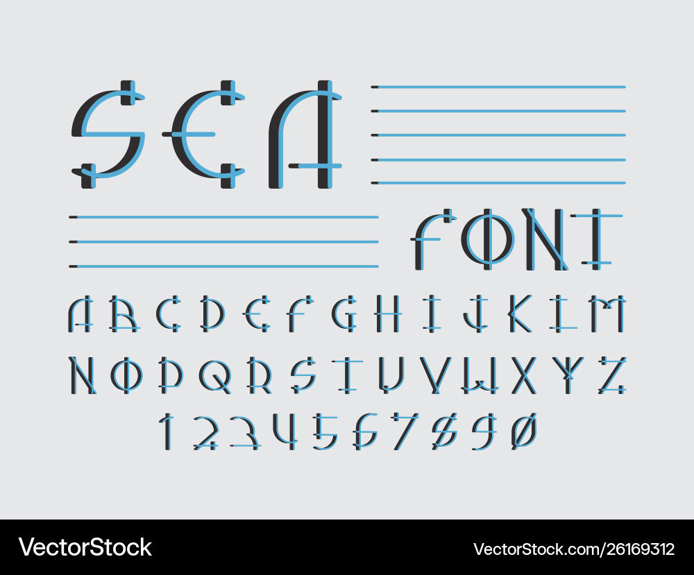 Sea font alphabet Royalty Free Vector Image - VectorStock