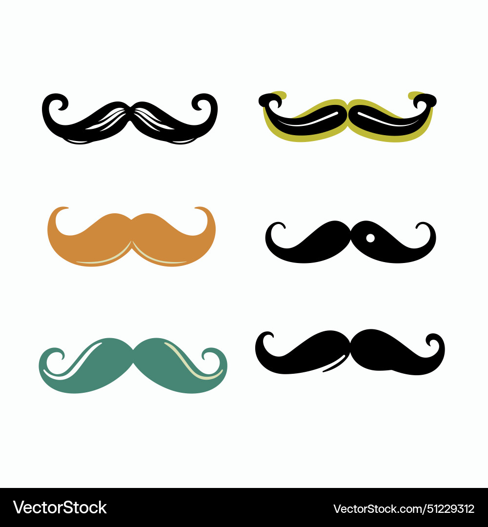 Six various mustache styles Royalty Free Vector Image
