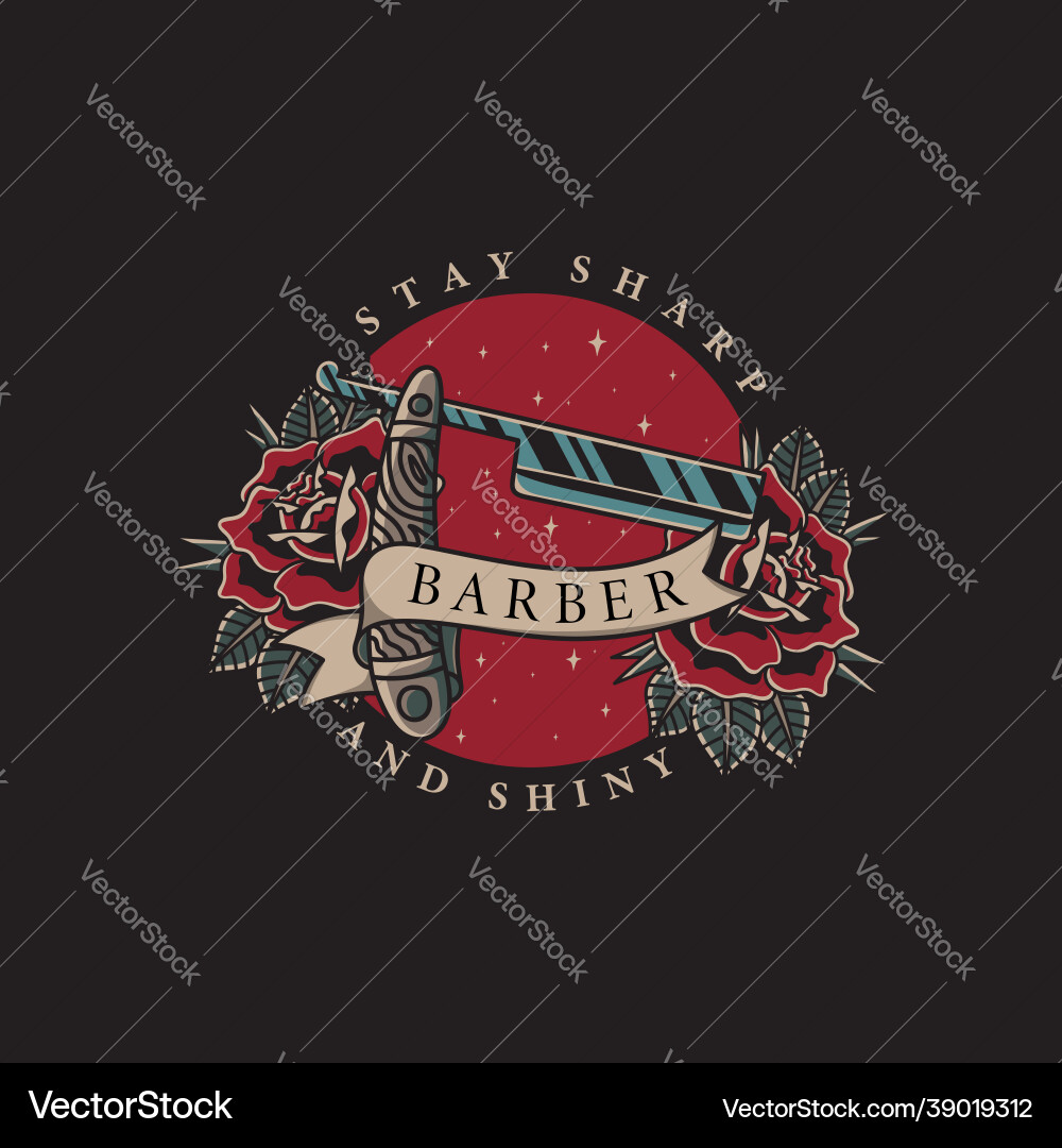 Straight razor barber shop Royalty Free Vector Image