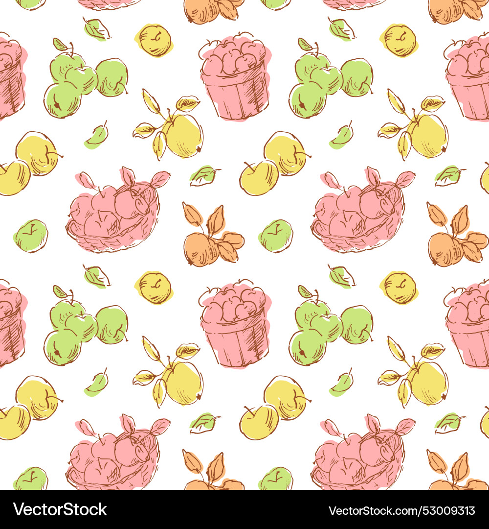 Apple doodle seamless pattern Royalty Free Vector Image