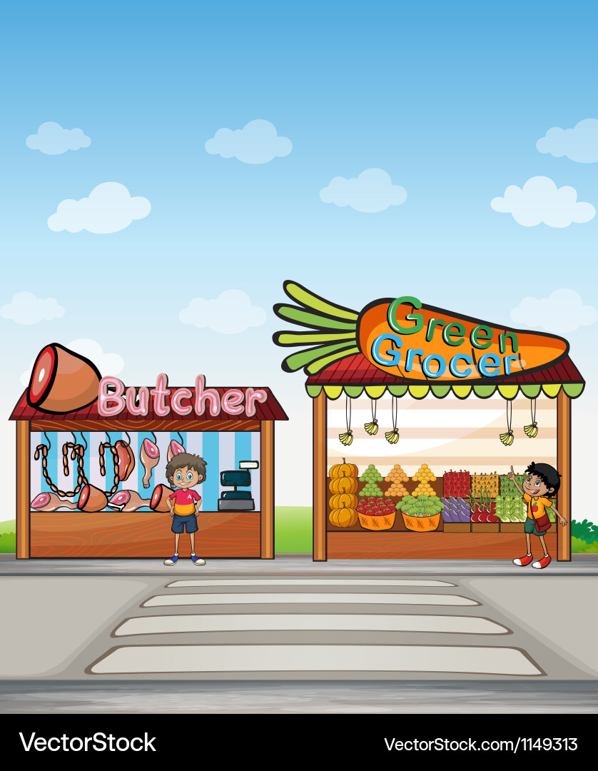 Cartoon shops Royalty Free Vector Image - VectorStock