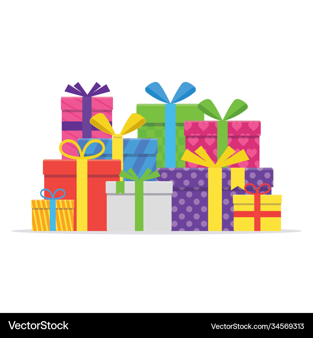 Colorful Gift Boxes with Ribbon Royalty Free Vector Image
