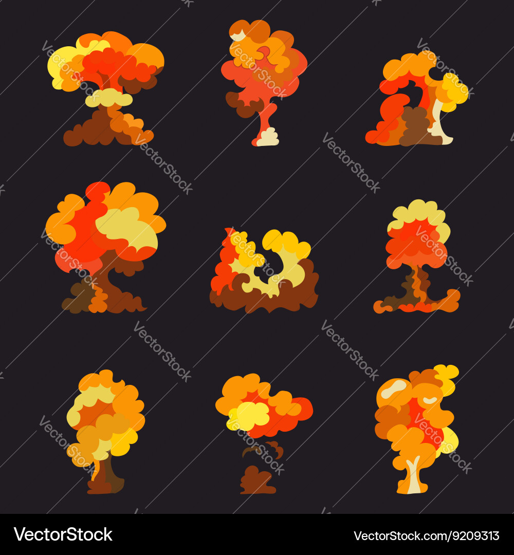 Comic book explosion effects with smoke cartoon Vector Image