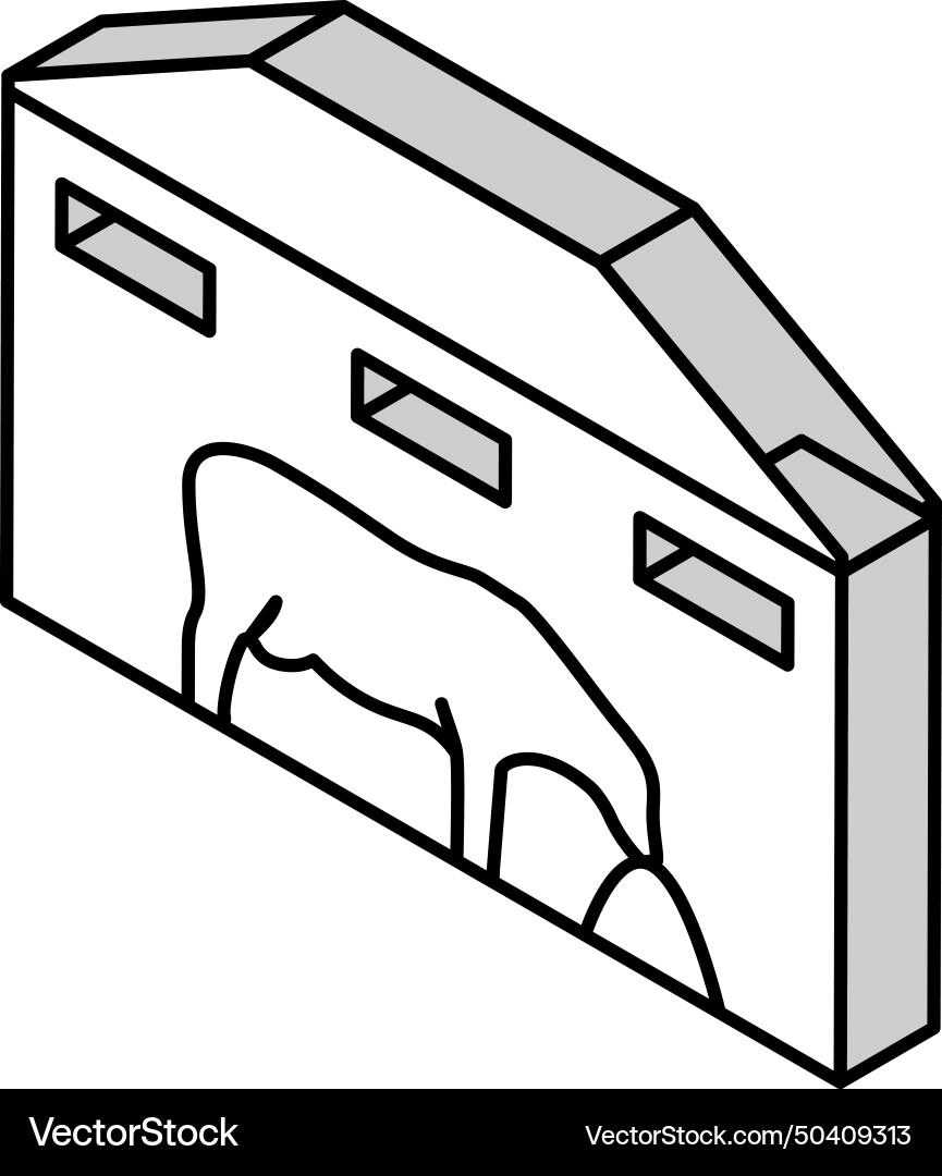 Cow barn isometric icon Royalty Free Vector Image