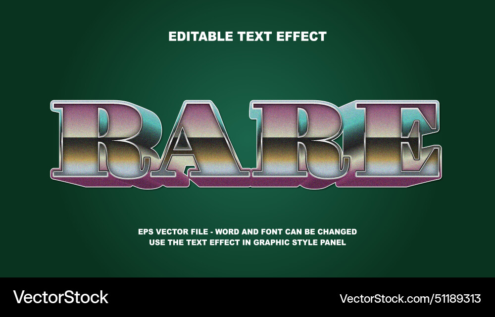 Editable text effect rare 3d template Royalty Free Vector