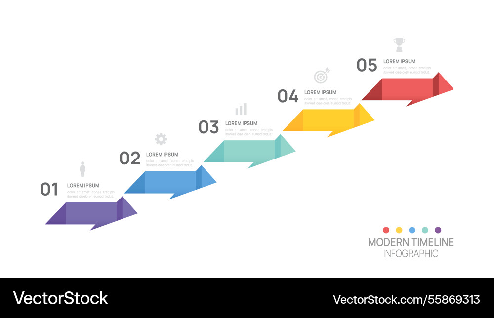 Infographics arrow symbol timeline business 5 Vector Image