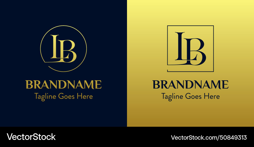 Letters bl in circle and square logo set Vector Image