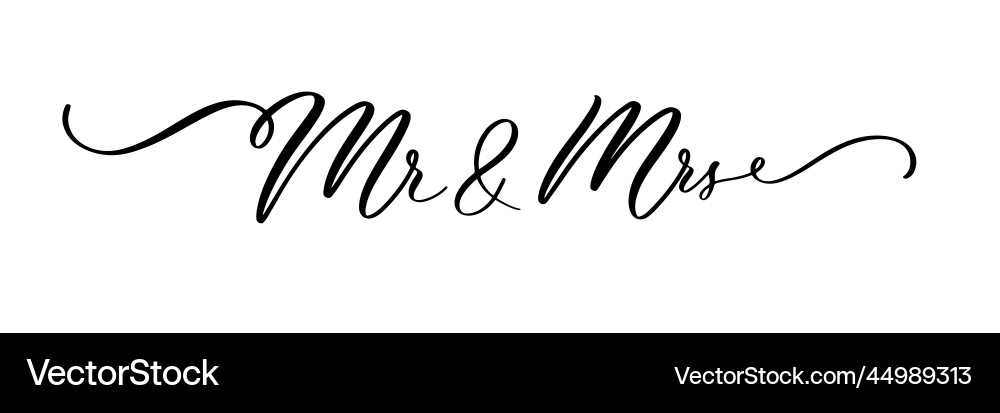 Mr and mrs black brush calligraphy banner Vector Image
