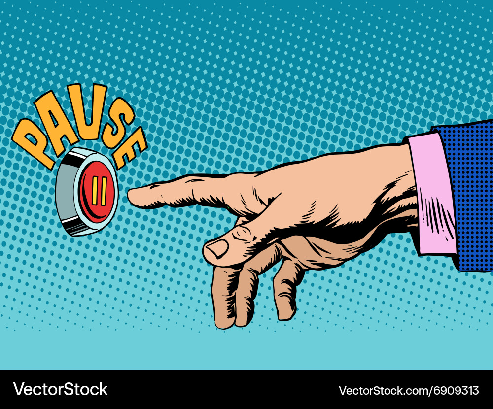 Pause button hand press Royalty Free Vector Image