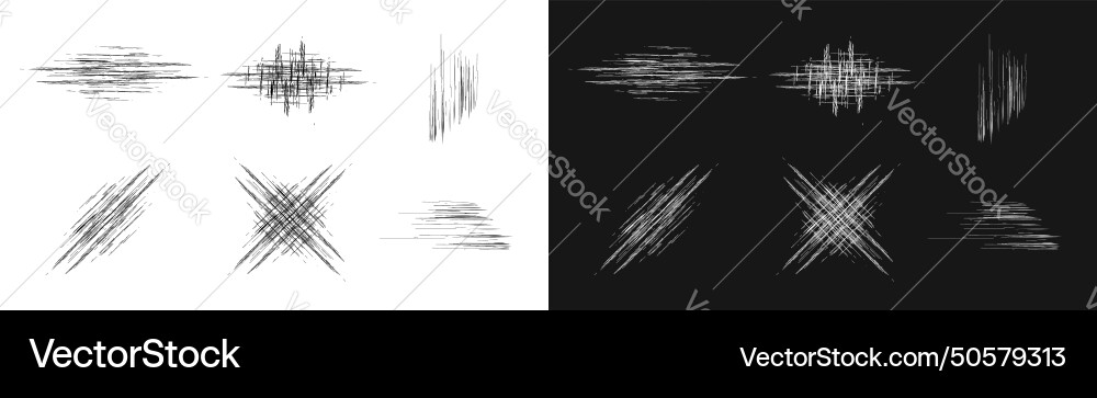 Pencil hatching decor elements graphic set pen Vector Image