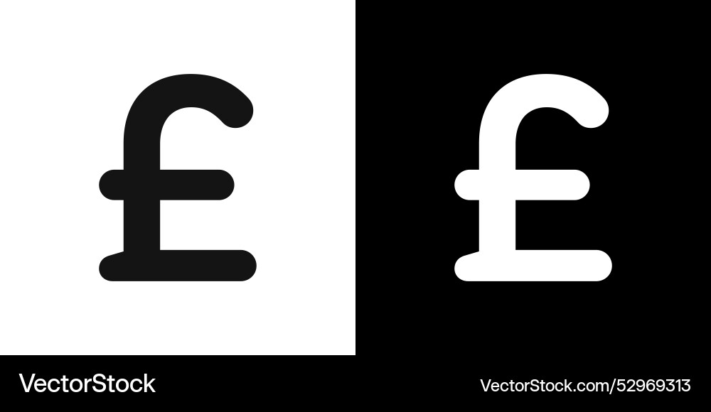 Pound icon flat fill set collection Royalty Free Vector