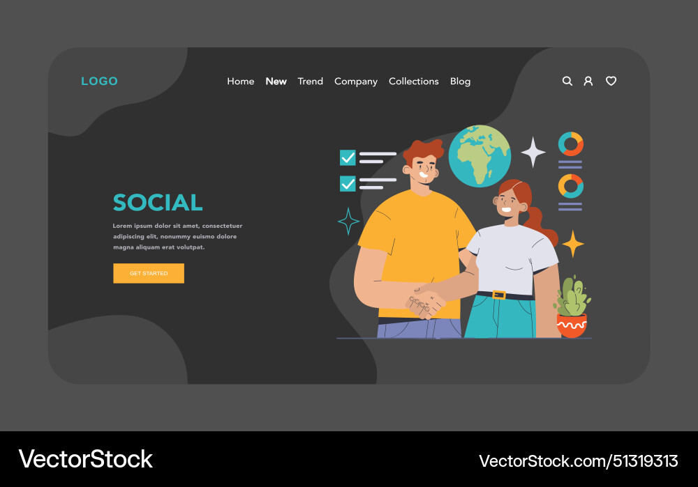 Social responsibility concept duo collaborating Vector Image