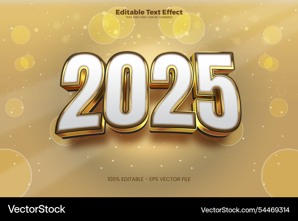 2025 new year editable text effect in modern Vector Image