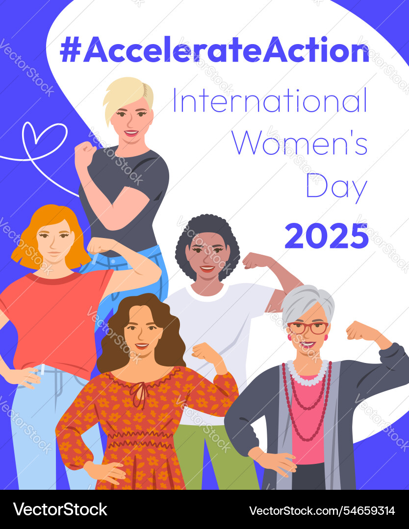 Accelerate action international womens day poster Vector Image