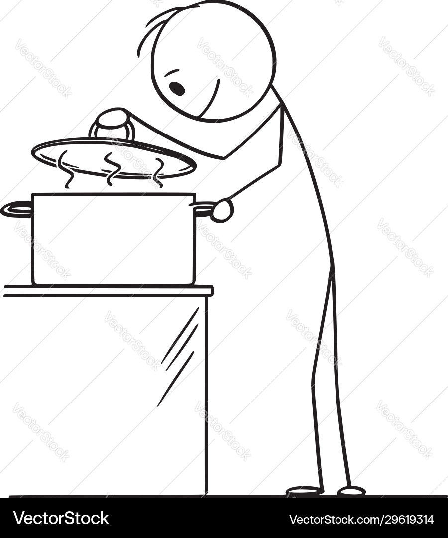 Cartoon hungry curious man or cook looking Vector Image