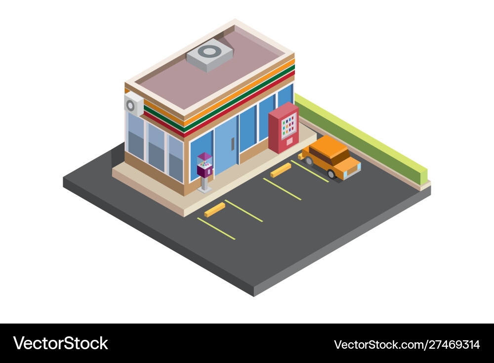 Convenience store isometric Royalty Free Vector Image