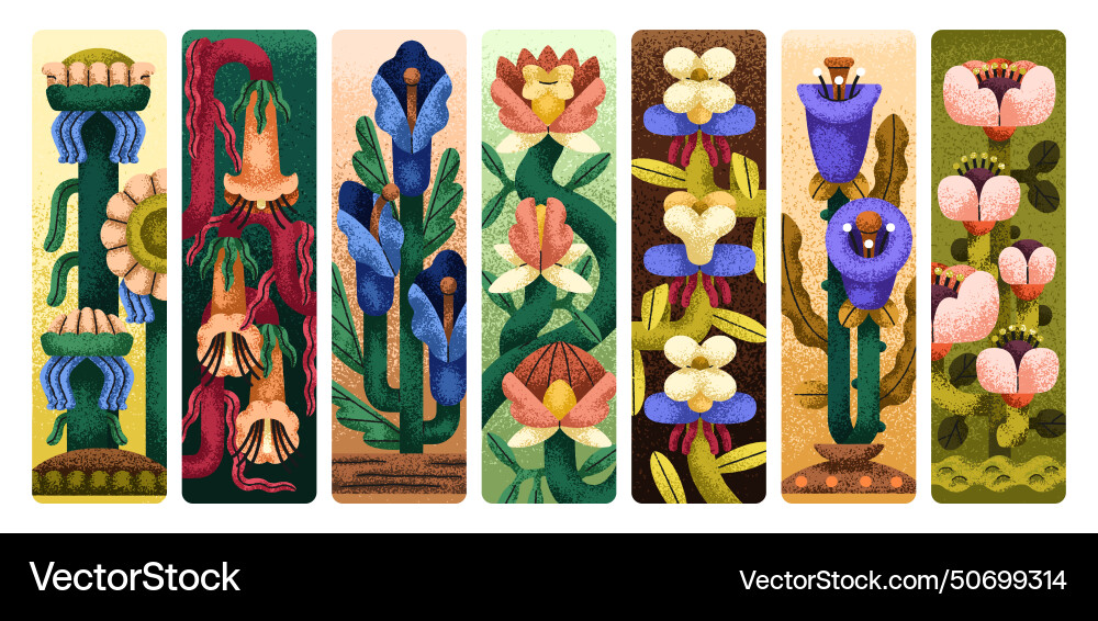 Floral bookmarks set botanical book marks designs Vector Image