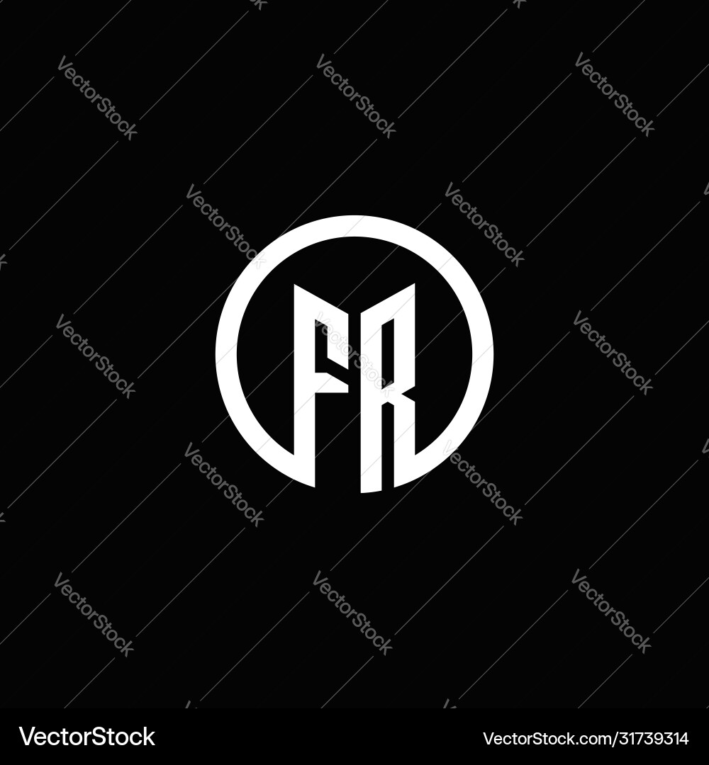 Fr monogram logo isolated with a rotating circle Vector Image