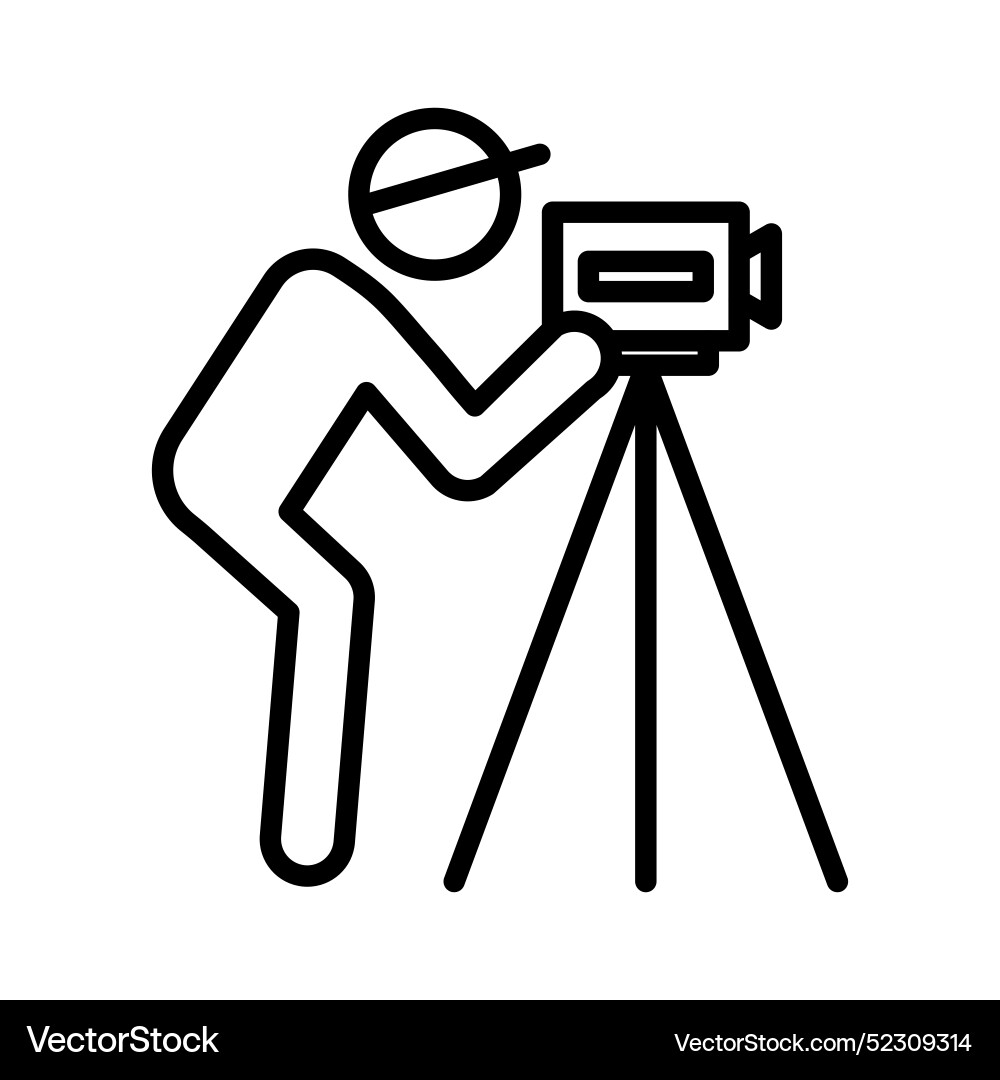 Land surveyor icon linear logo mark in black Vector Image