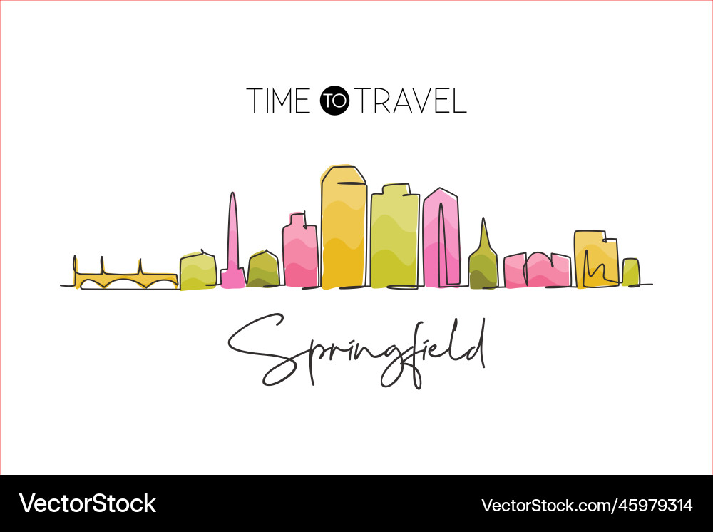 One continuous line drawing springfield city Vector Image
