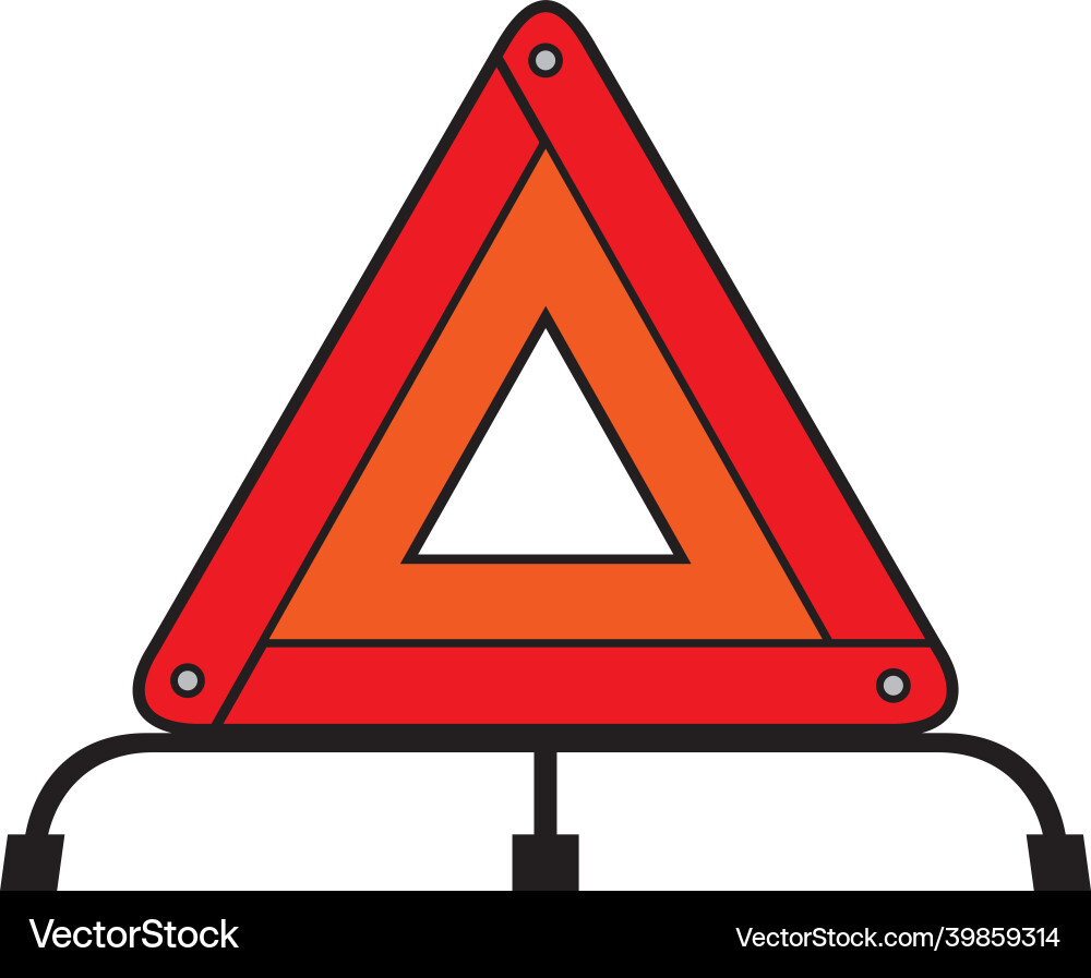 Red warning triangle emergency road sign Vector Image