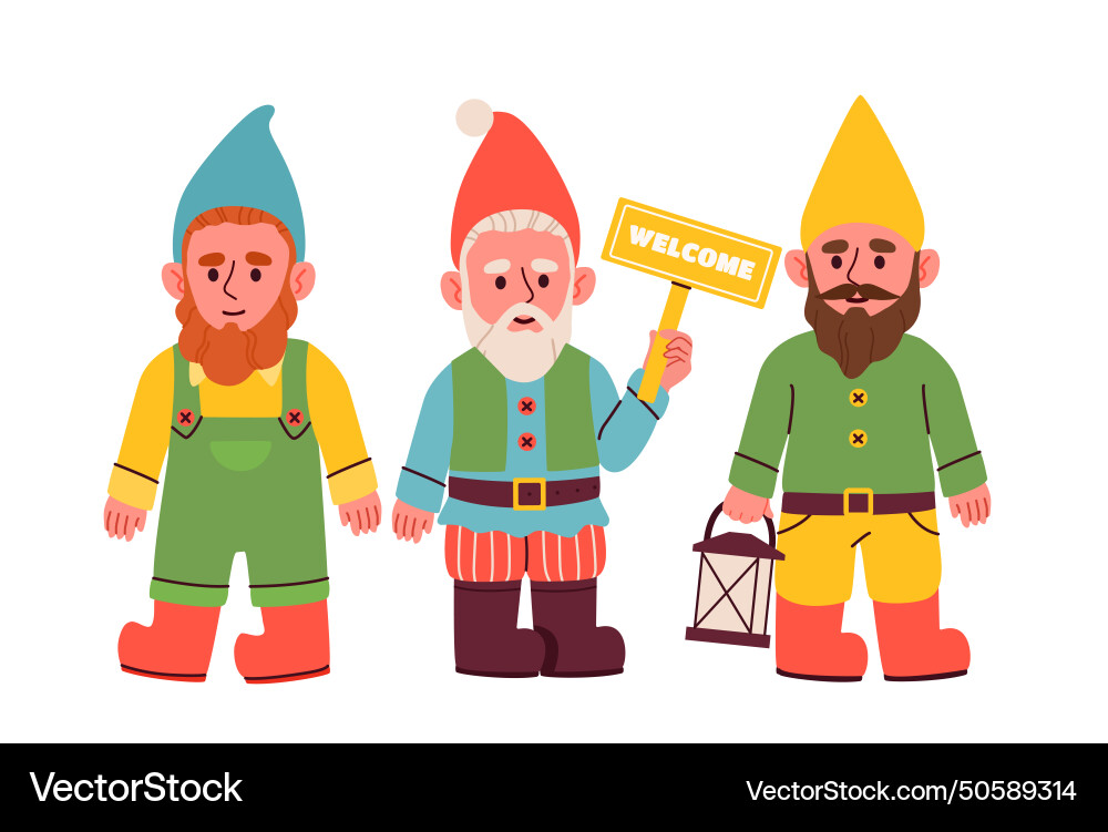 Set of gnomes Royalty Free Vector Image - VectorStock