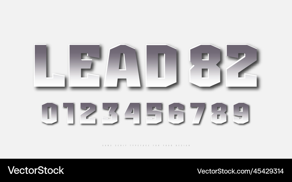 Silver colored and metal chrome sans serif font Vector Image