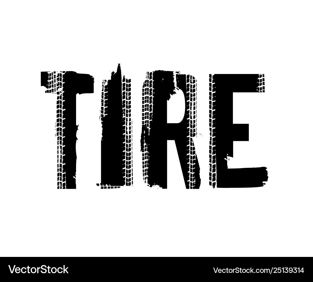 Tire offroad lettering Royalty Free Vector Image