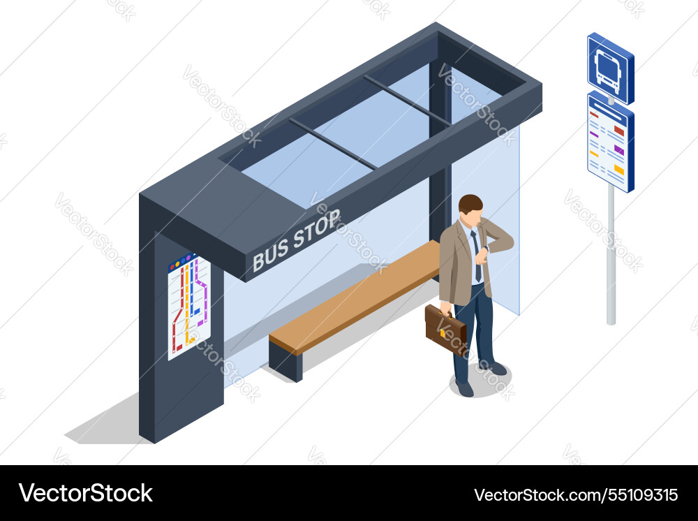 A simple modern isometric design of a bus Vector Image