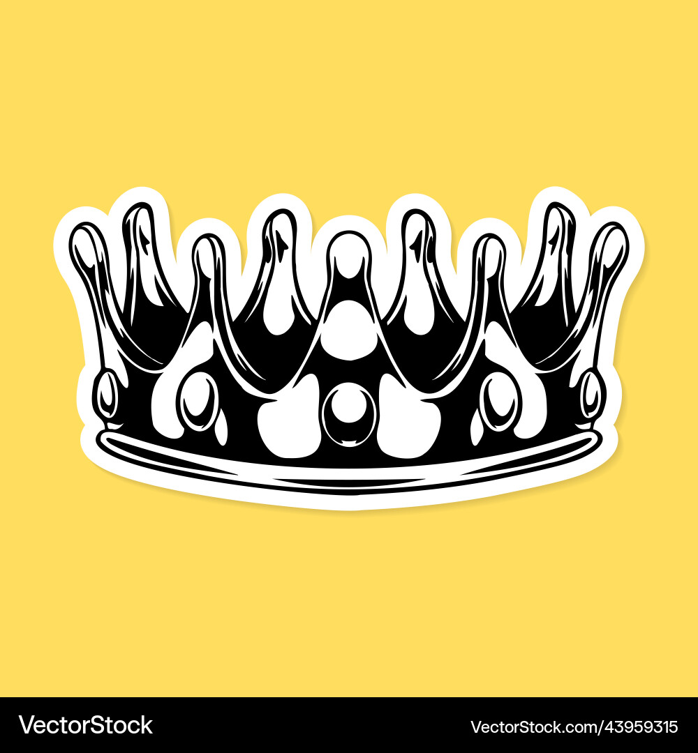Black and white crown sticker design element Vector Image