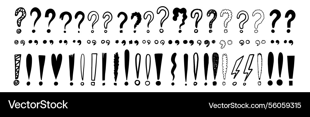Doodle exclamation marks question marks Royalty Free Vector