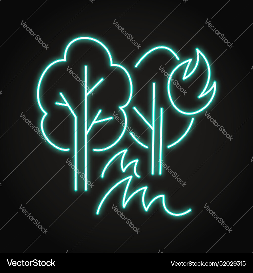 Forest fire neon line icon Royalty Free Vector Image