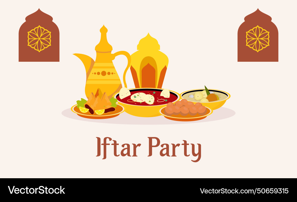 Iftar party celebration concept flyer Royalty Free Vector