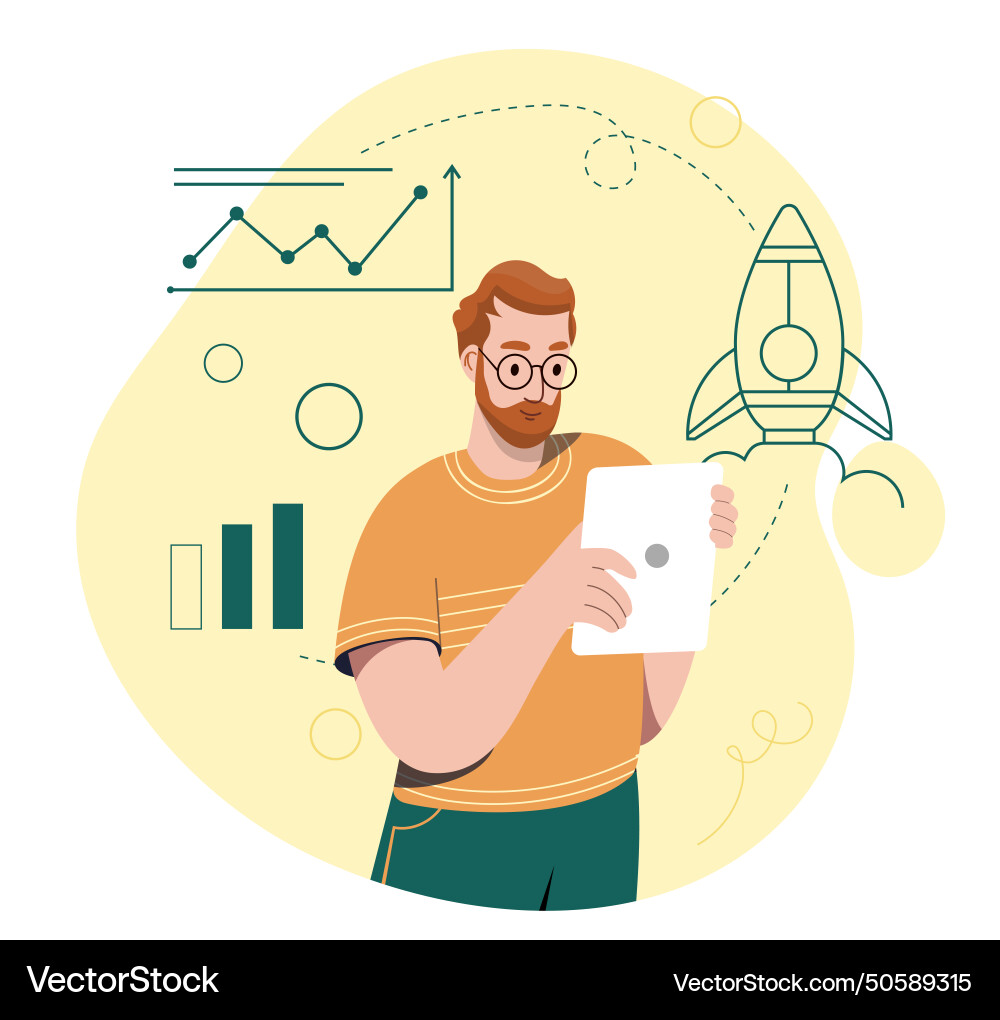 Man with goal setting Royalty Free Vector Image