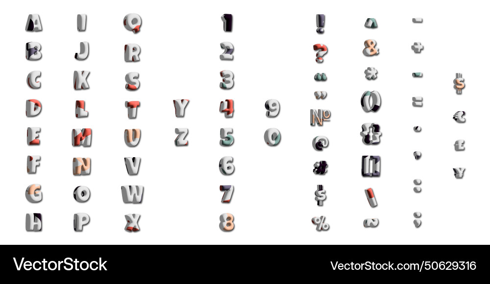 3d letters in y2k style Royalty Free Vector Image
