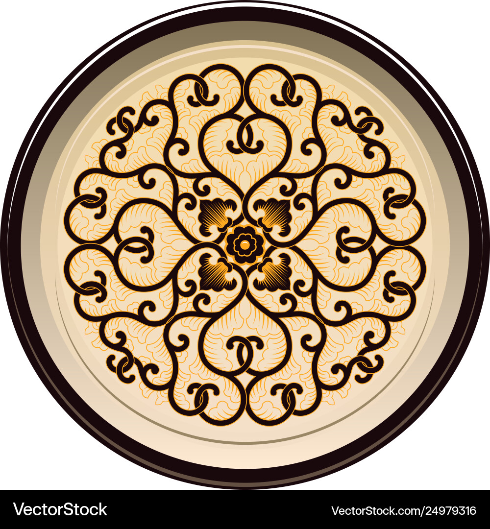 Asia pattern plate Royalty Free Vector Image - VectorStock