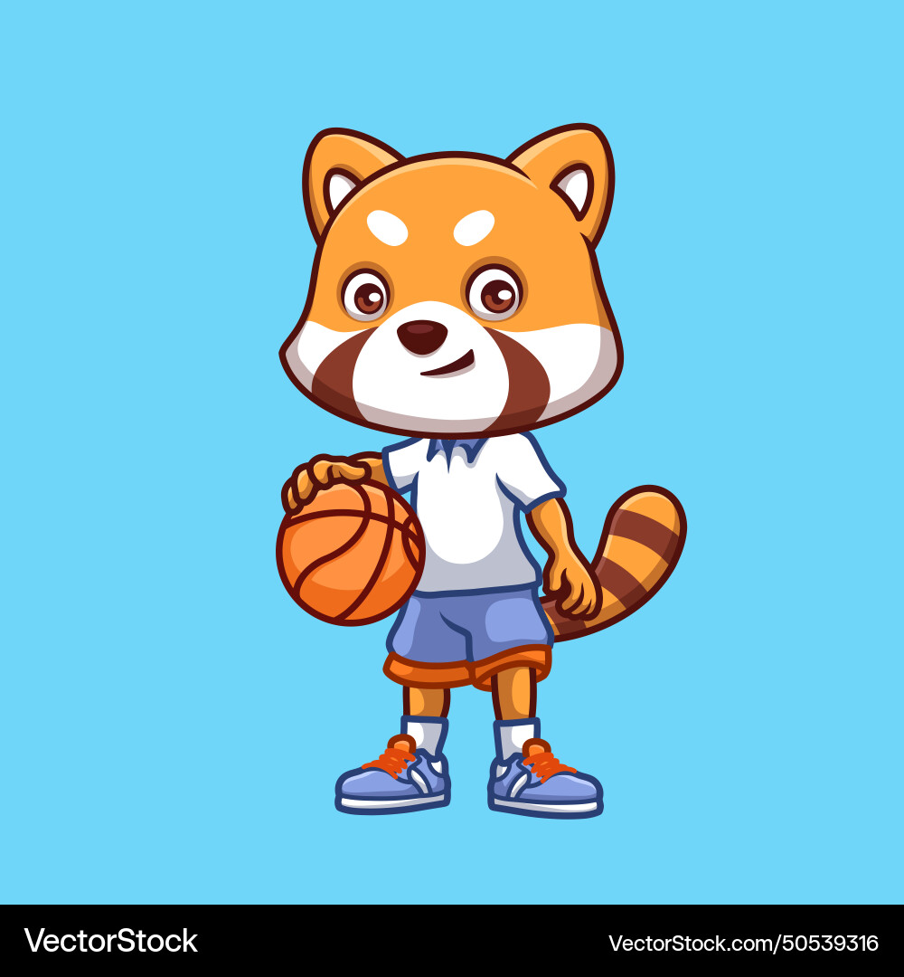 Basketball red panda cartoon Royalty Free Vector Image